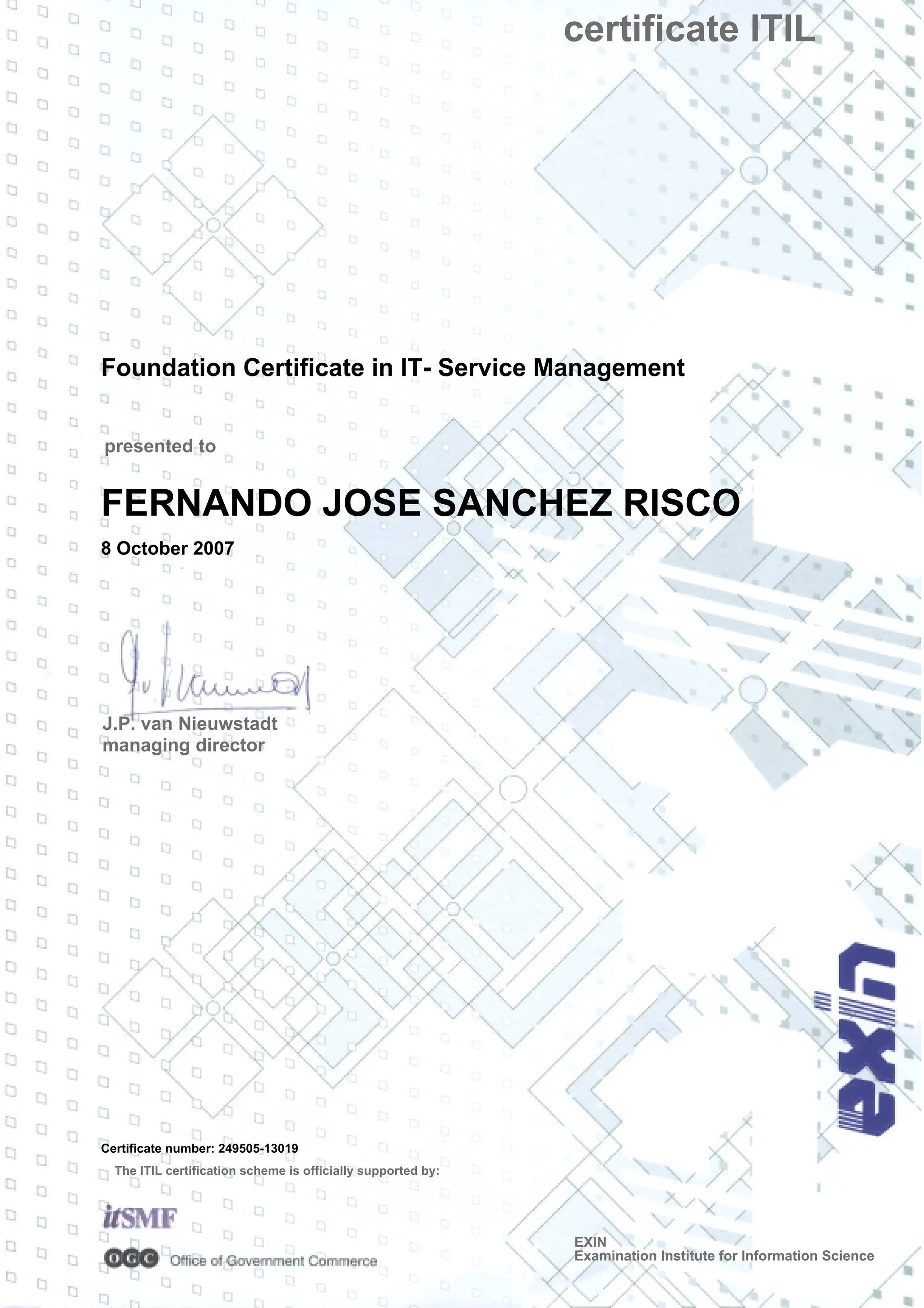 Certificado ITIL Foundations v2 Certificado ITIL Foundations v2 | PDF