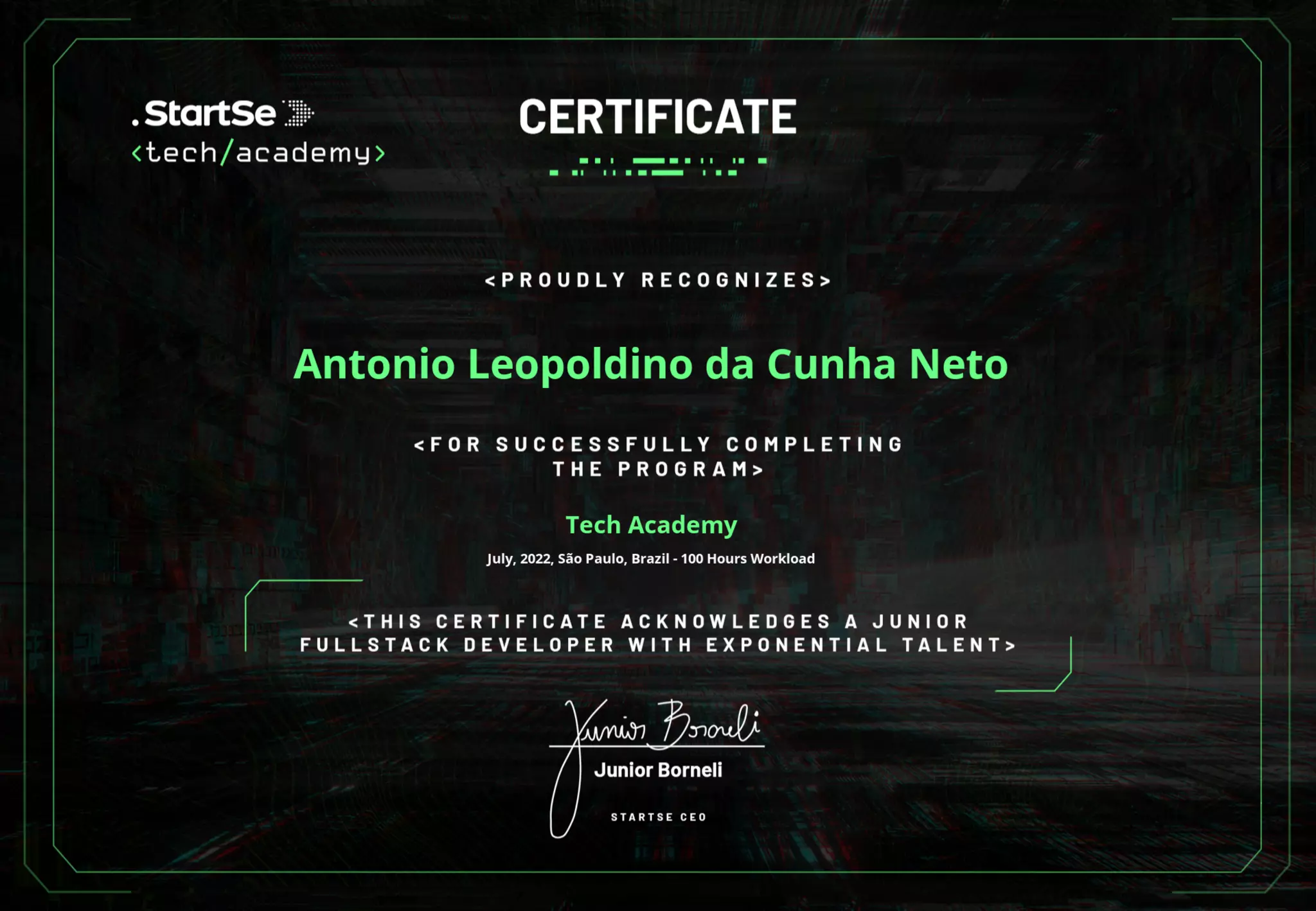 TechAcademy junior fullstack developer certificate. | PPT