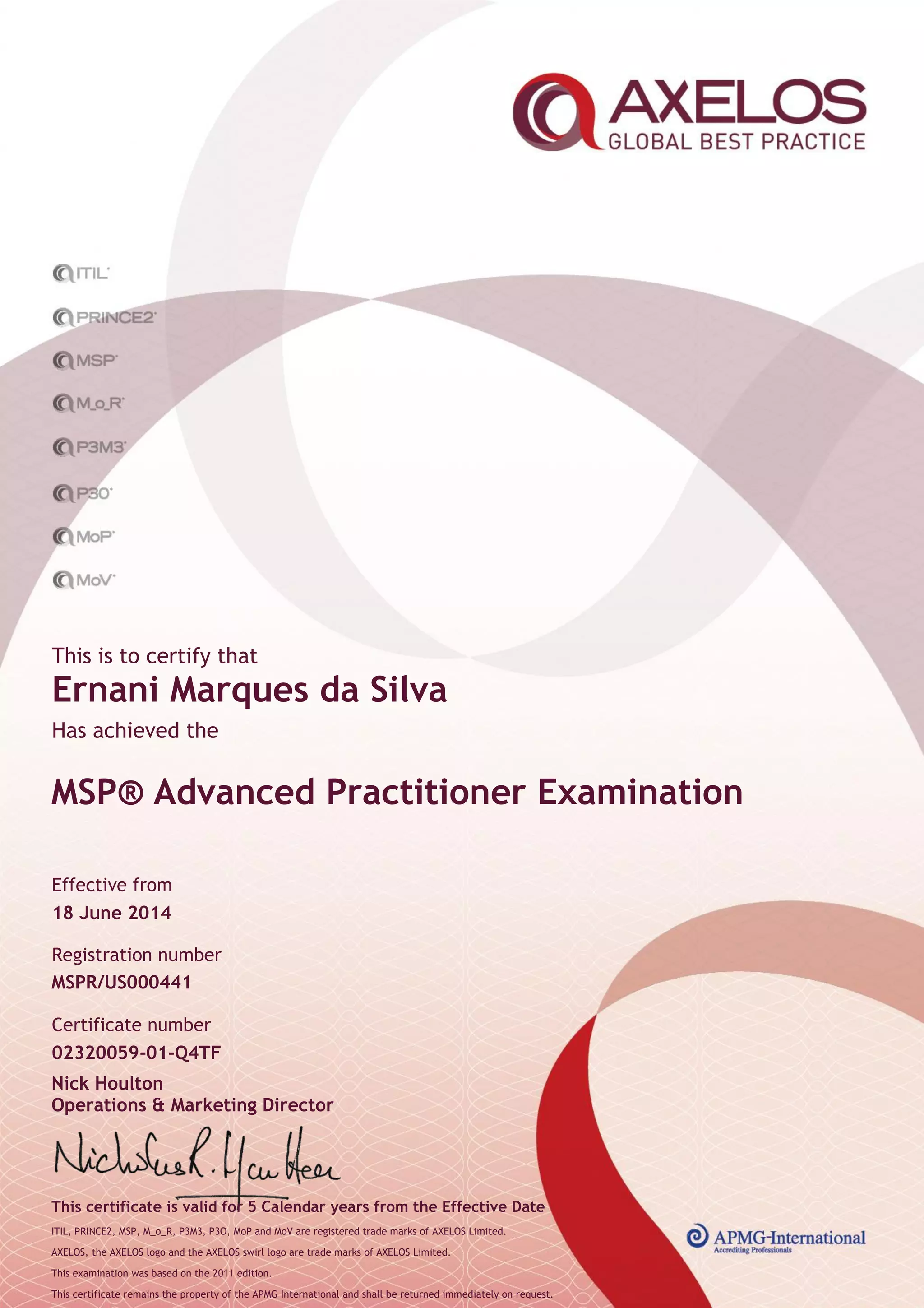 Certificado msp advanced_practitioner_ernani_marques | PDF