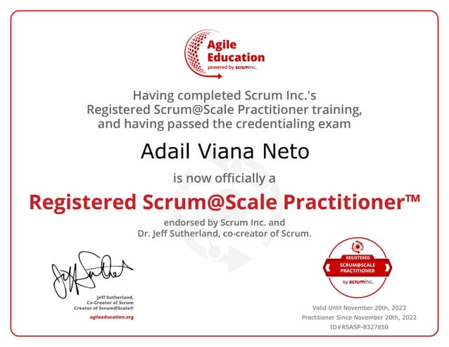 Registered Scrum@Scale Pratiticioner | PDF