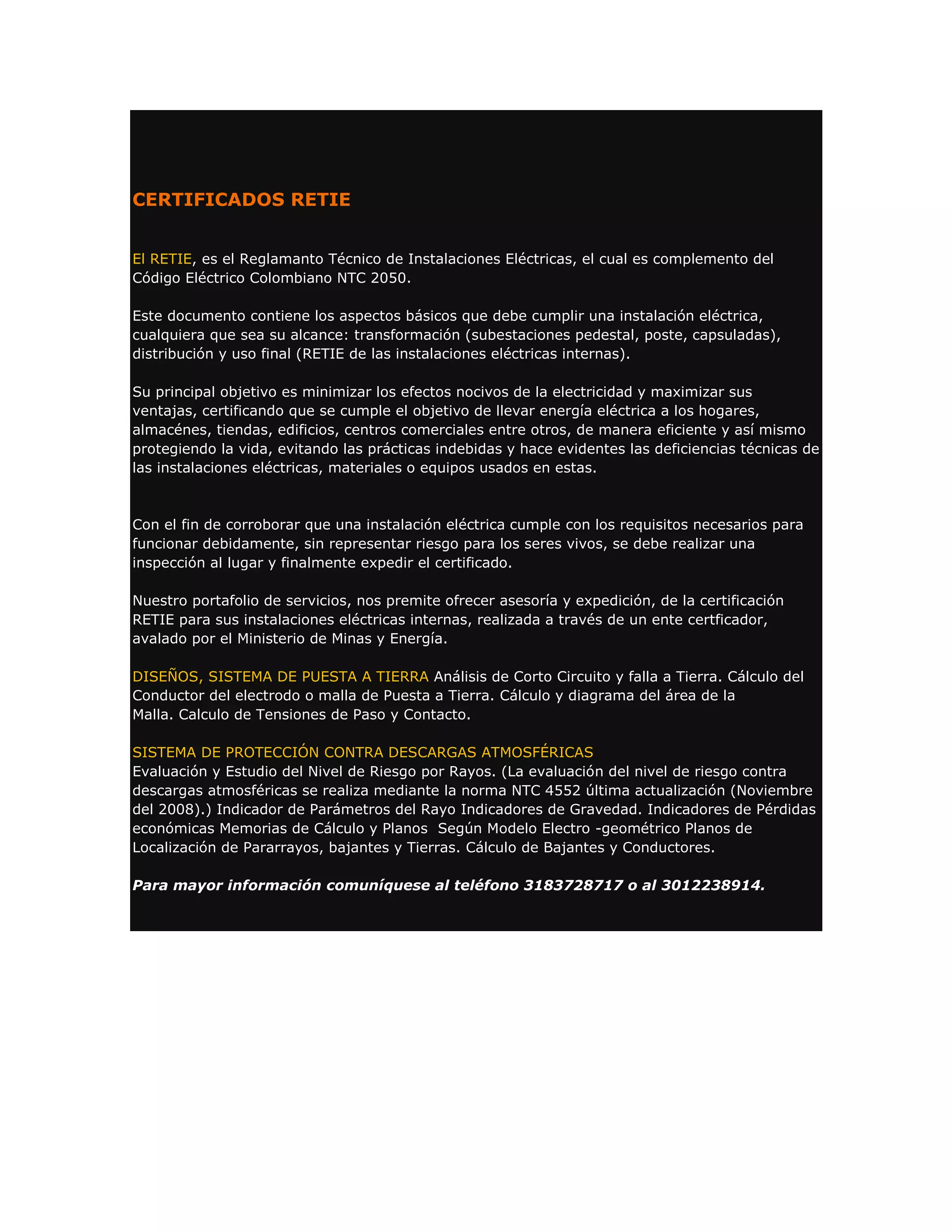 Certificados Retie | PDF