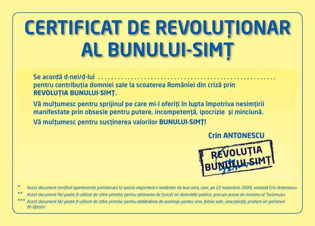 Certificat de revolutionar al bunului simt | PDF