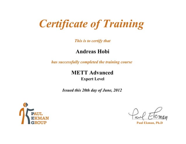 Certificate: METT ADVANCED (Expert Level) | PPT