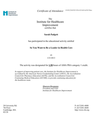 IHI Leader in Health Care | PDF | Healthcare Industry | Industries