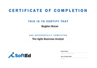 Agile Business Analysis - Certificate | PDF