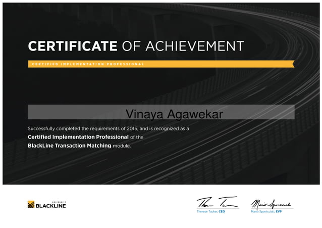 BlackLine Transaction Matching Certificate | PDF