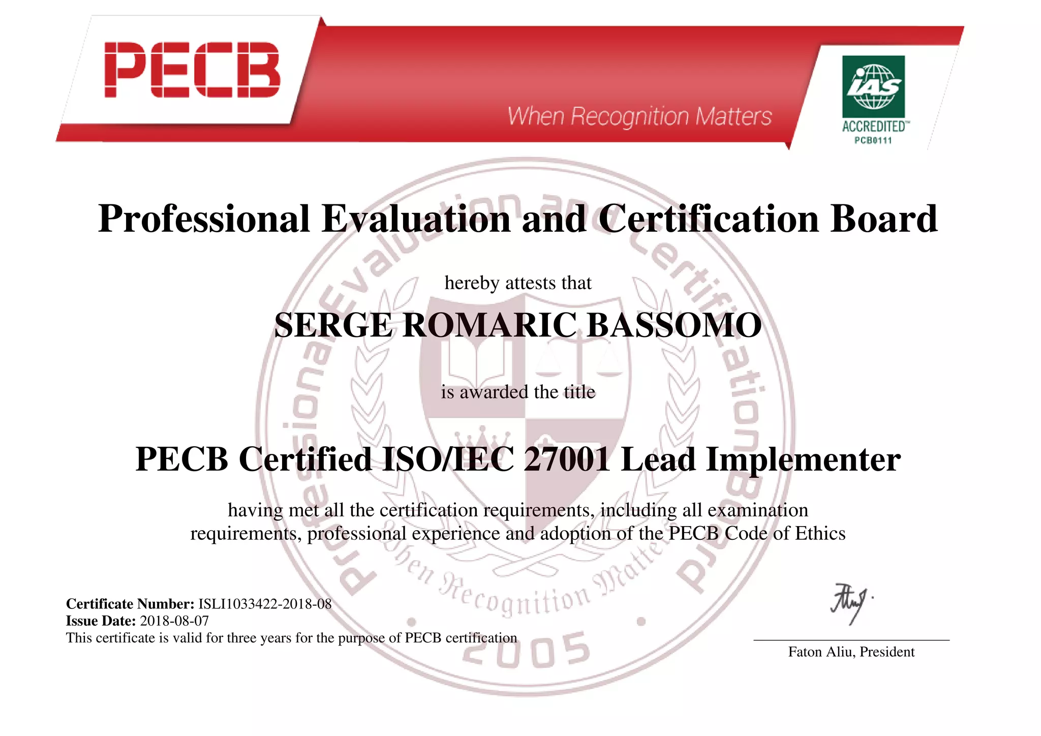PECB CERTIFIED ISO/IEC 27001 LEAD IMPLEMENTER | PPT