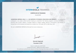 Autocad training Certificate | PDF