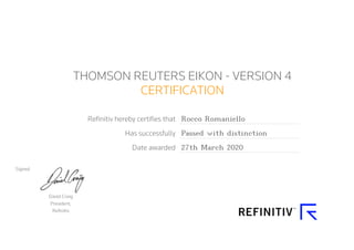 Thomson Reuters Eikon - Certificate | PDF | Stocks and Bonds | Personal ...