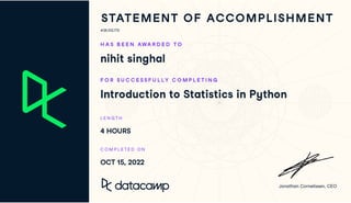 Introduction to Statistics in Python | PPT