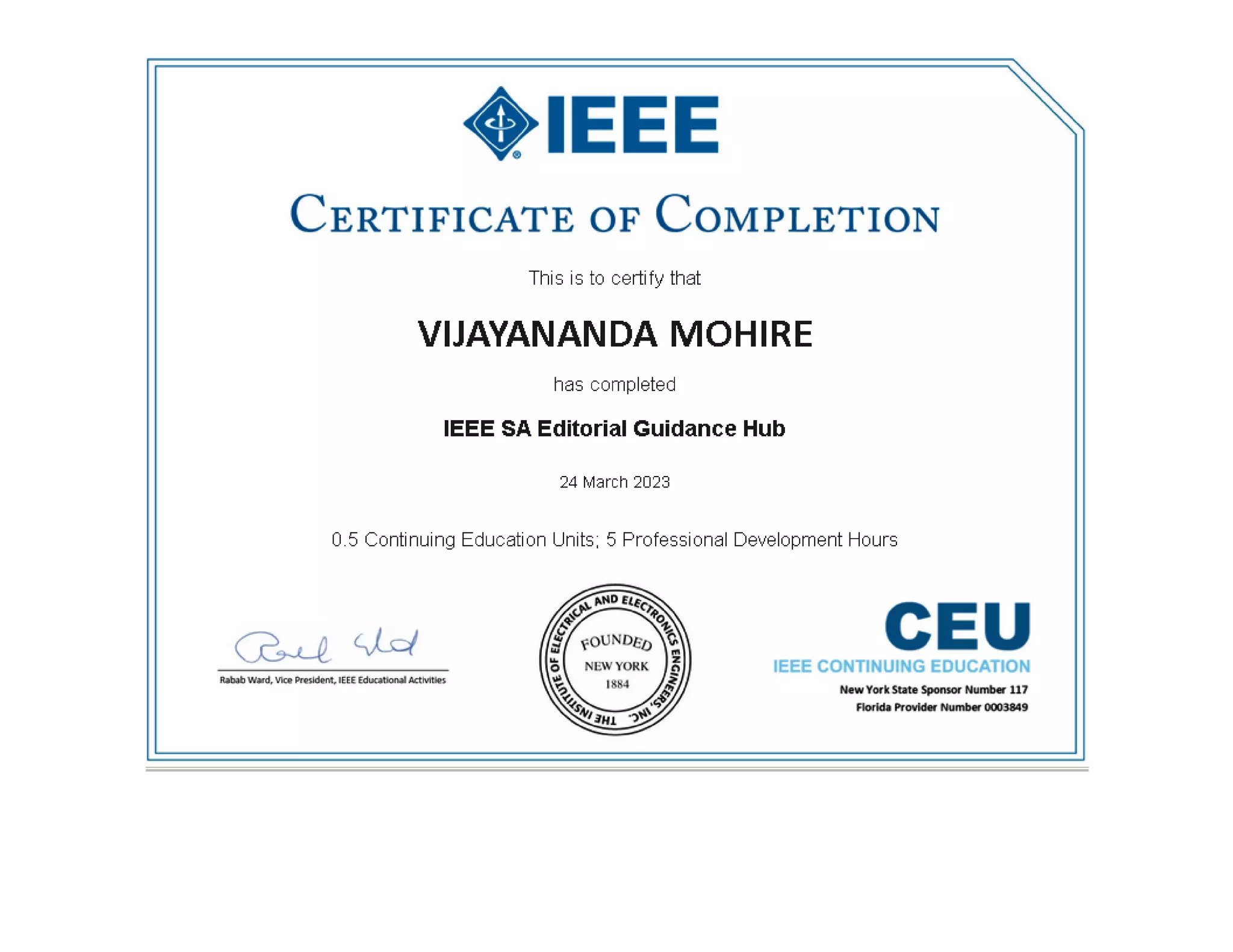IEEE Editorial Certificate | PDF