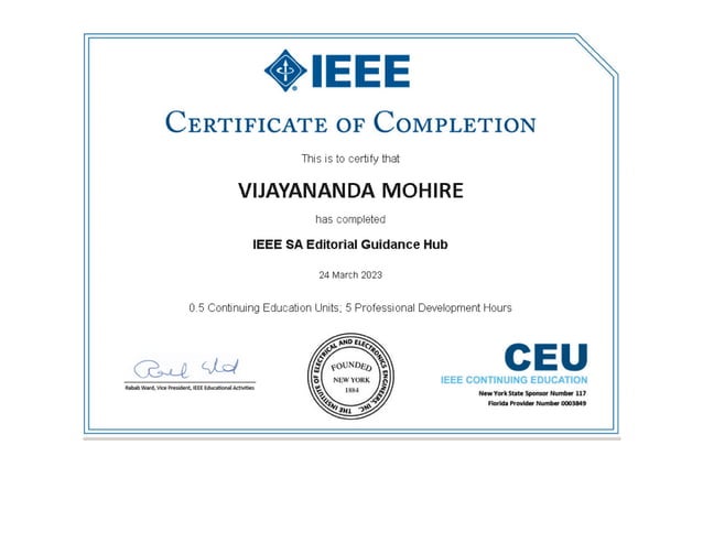 IEEE Editorial Certificate | PDF