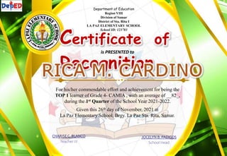 Certificate of Recognition for elementary | PPTX | Education