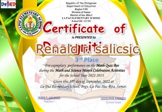 Certificate of Recognition for elementary | PPTX | Education