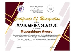 Certificate for Recognition / graduation | PPTX