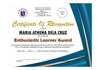 Certificate for Recognition / graduation | PPTX