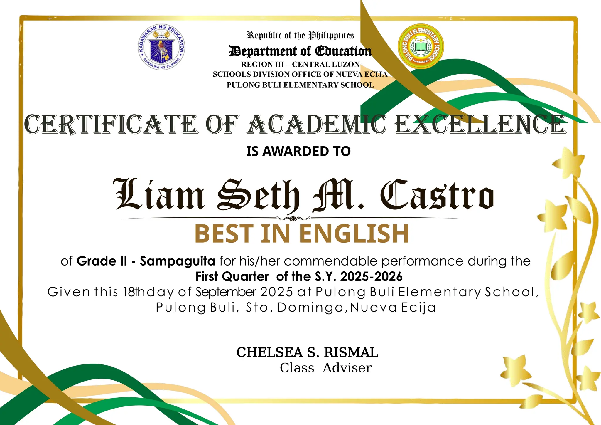 sample certificate of academic in every quarter | PPTX