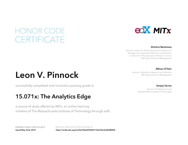 Certificate analytics edge | PDF