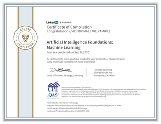 Certificate - Artificial Intelligence Foundations: Machine Learning ...