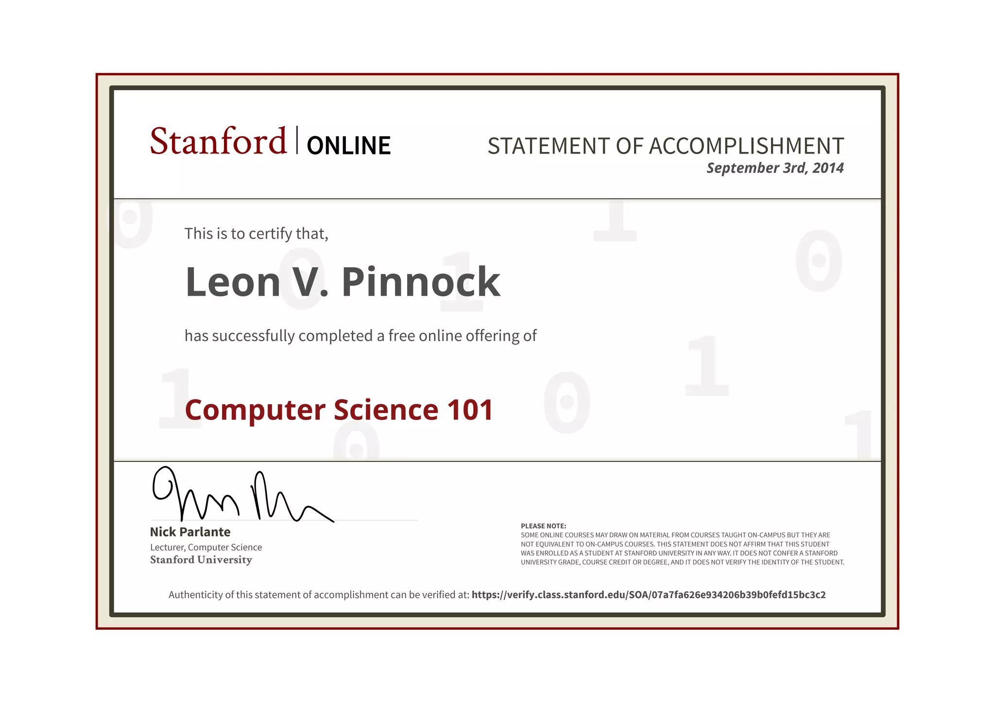 Certificate cs101 | PPT