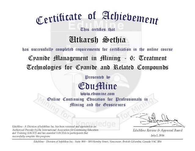 Cyanide management in mining - 6 : Treatment technologies for cyanide ...