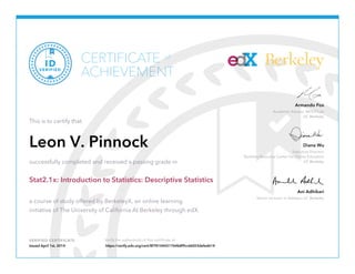 Certificate descriptive statistics | PDF