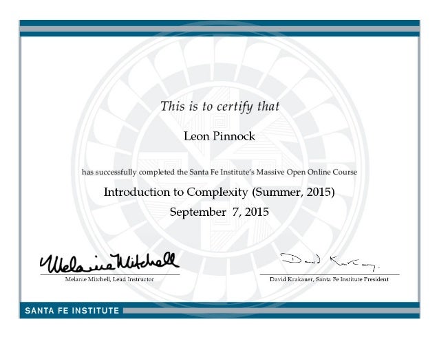 Certificate intro to complexity
