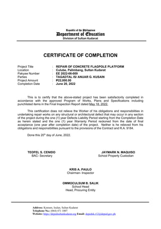 CERTIFICATE-OF-COMPLETION CERTIFICATE OF COMPLETION | DOCX