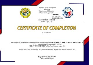 certificate-of-completion for work immersion | PPT