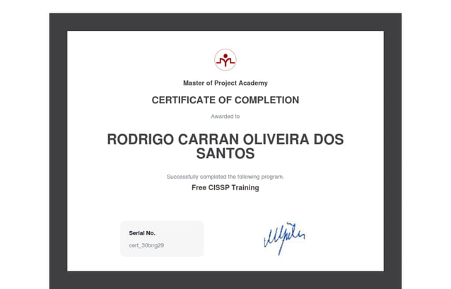 Certificate of completion for free cissp training | PPT