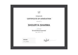 Git and Github Essentials - CERTIFICATE OF GRADUATION | PPT