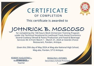 Certificate-of-Completion-for-Students-Work-Immersion 2024.pptx | Bars ...