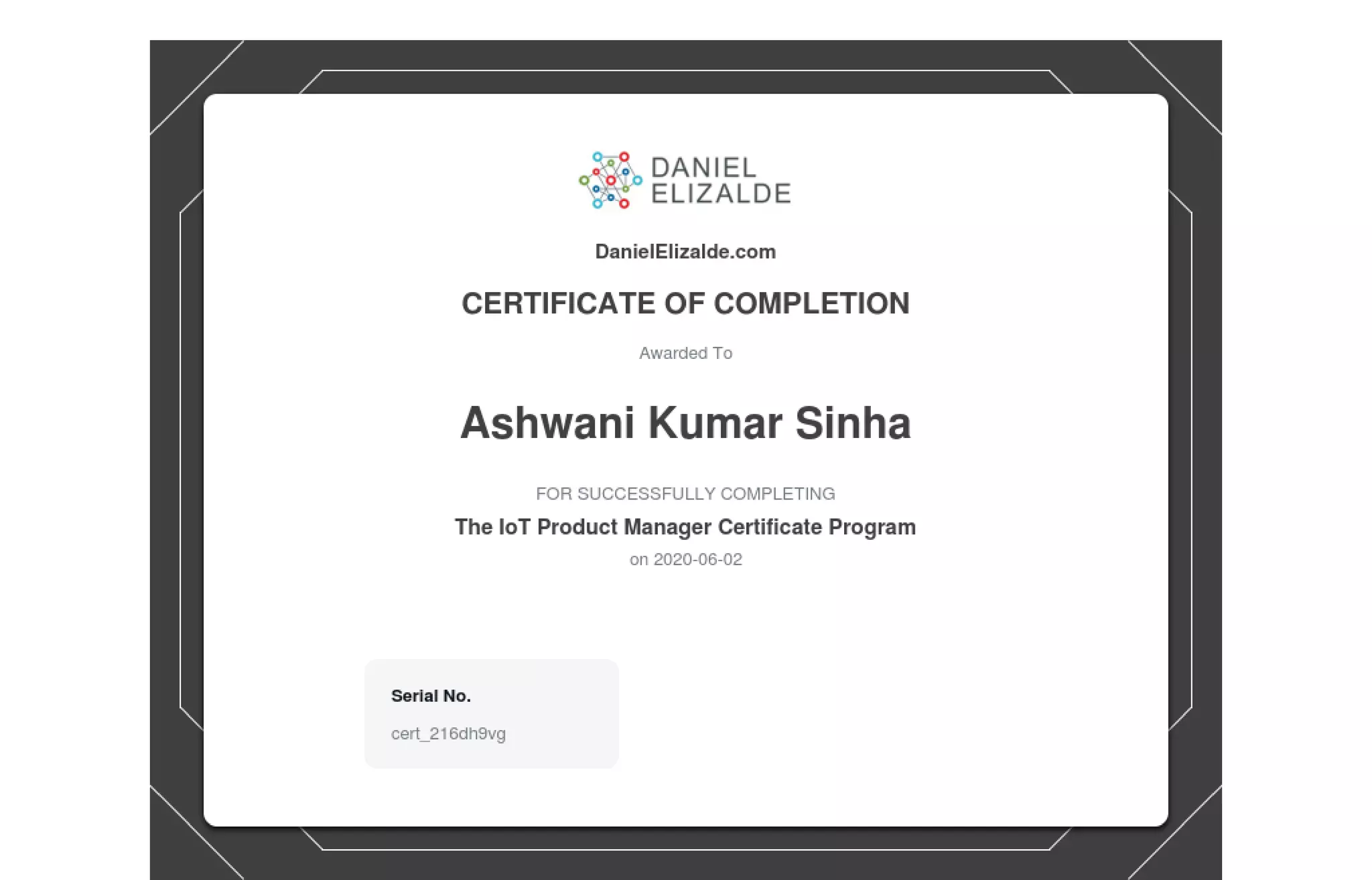 Certificate of-completion-for-the-iot-product-manager-certificate-program | PPT