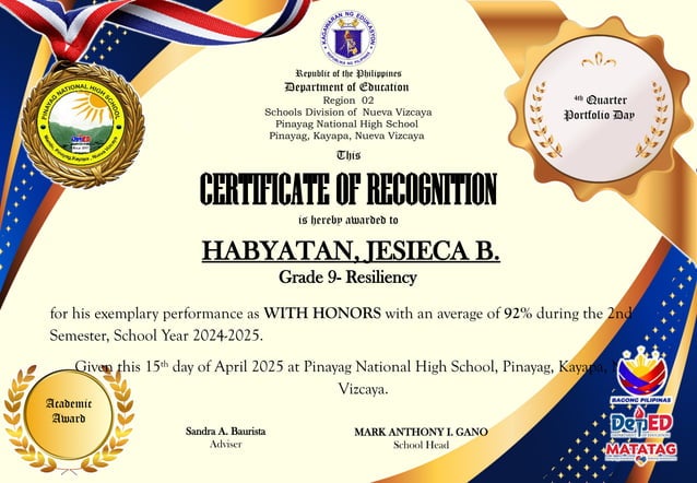 Simple Sample format Certificate in DEPED | PPTX