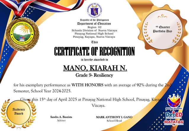 Simple Sample format Certificate in DEPED | PPTX