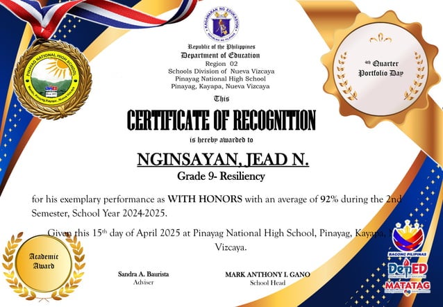 Simple Sample format Certificate in DEPED | PPTX