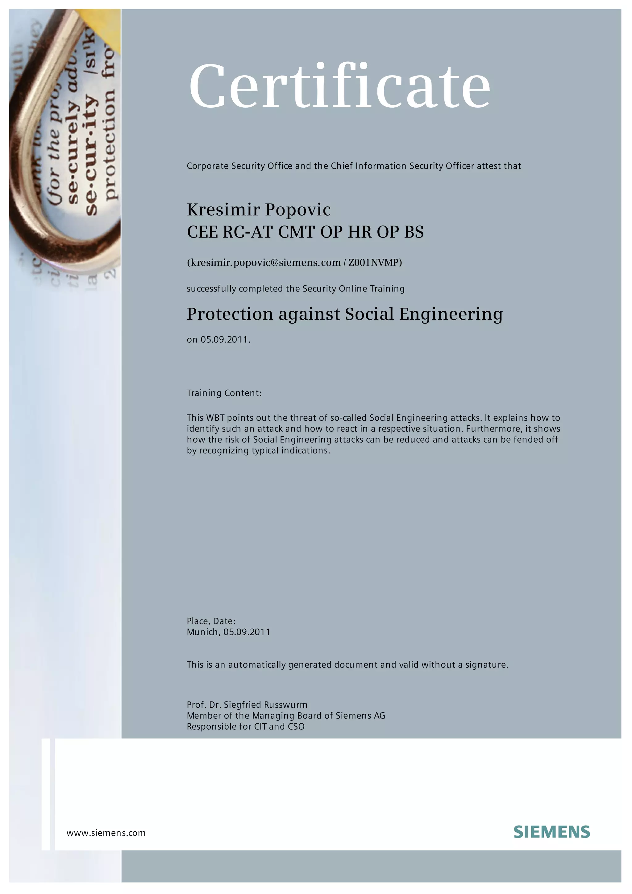 Certificate - Protection against Social Engineering.pdf