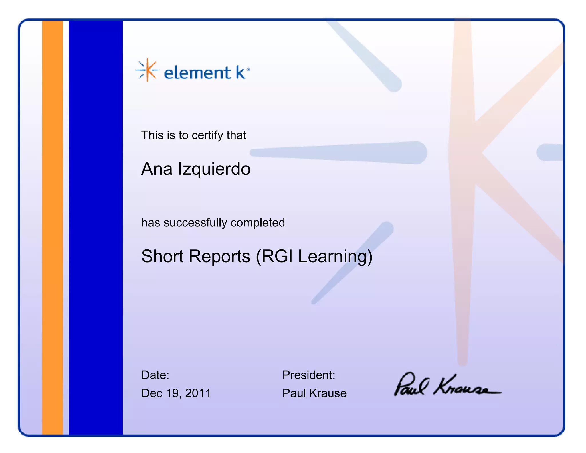 Certificate short reports | PDF