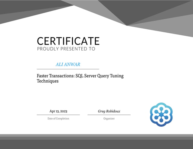 Certificate Sql Server Query Tuning Techniquespdf 