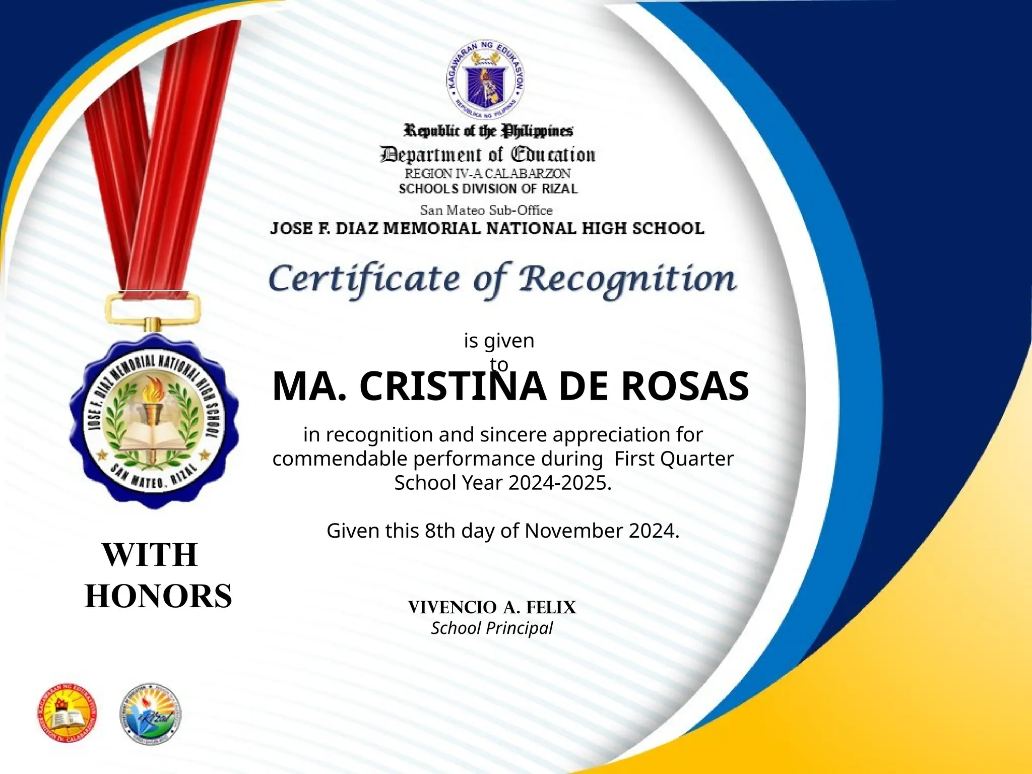CERTIFICATE of appreciation during the quarter end | PPT