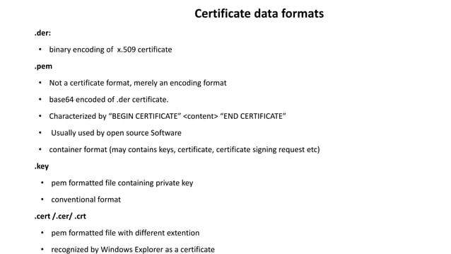 digital certificate - types and formats | PPTX