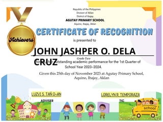 Certificate for 1st Quarter_Recognition.pptx