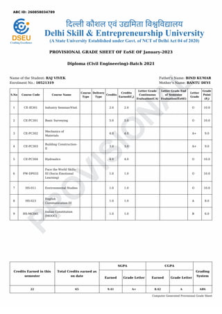 Dseu report ccard for edit the result accodingly | PDF