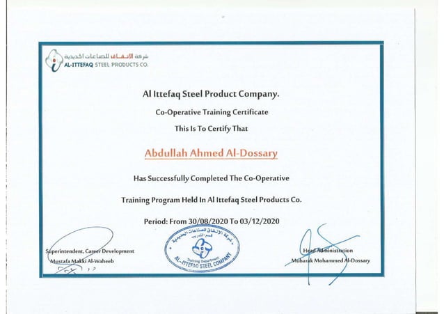 Certificate Al-ittefaq Steel Product Company | PDF