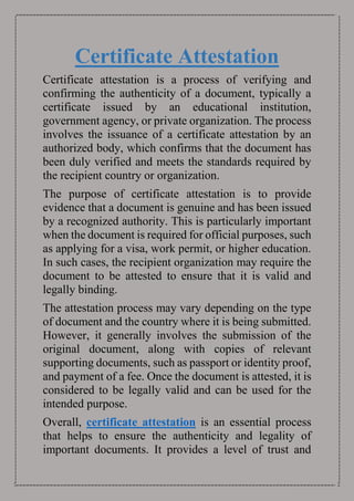 Certificate Attestation | PDF