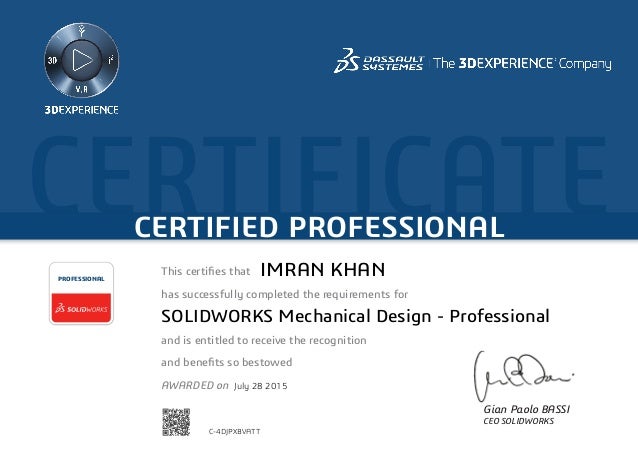 Certified Solidworks Professional (CSWP) -Mechanical Design Core