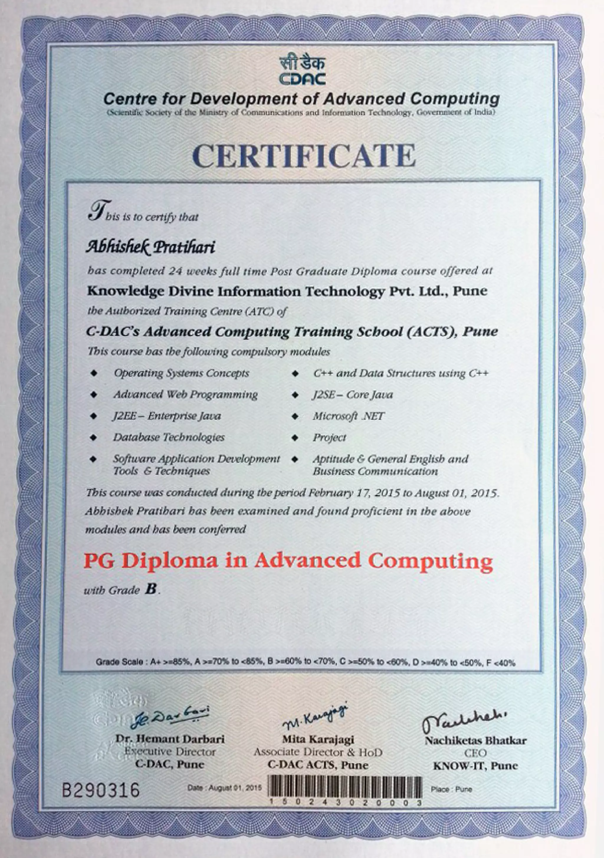Certificate cdac | PDF