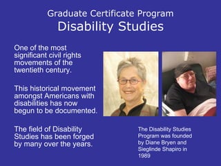 Disability Studies at Temple University, a retrospective | PPT