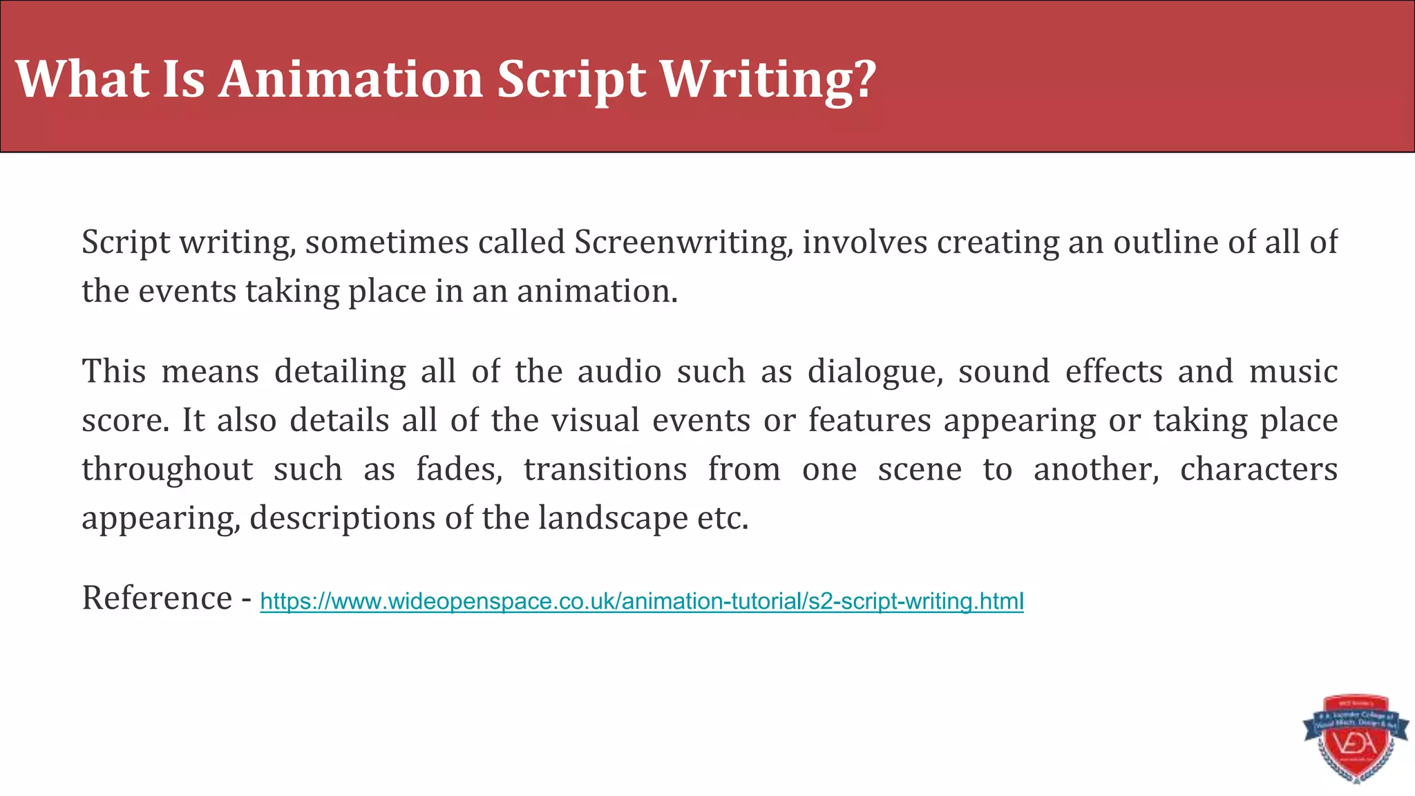 Certificate course in animation script writing | PPT