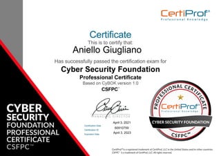 CSFPC Certificate | PPT